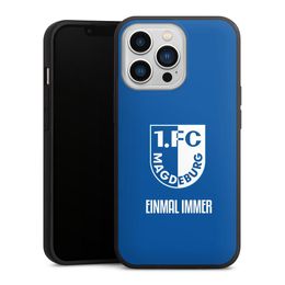 DeinDesign iPhone 13 Pro Handy Premium Silikon H&uuml;lle Handyh&uuml;lle schwarz Case Coat Of Arms Official Licensed Product 1. Fc Magdeburg Silikon Premium Case