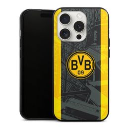 DeinDesign iPhone 15 Pro Handy Slim Case extra d&uuml;nn Silikon Handyh&uuml;lle schwarz H&uuml;lle Bvb Borussia Dortmund Stadium Silikon Slim Case