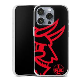DeinDesign iPhone 16 Pro Handy Silikon H&uuml;lle Case wei&szlig; Handyh&uuml;lle 1. Fc Kaiserslautern Logo Official Licensed Product Silikon Case