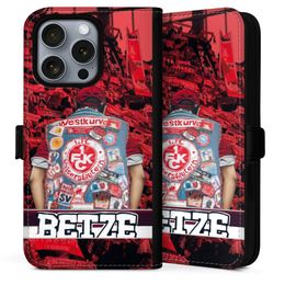 DeinDesign iPhone 16 Pro Max Handy Klapph&uuml;lle Handyh&uuml;lle aus Kunst Leder schwarz Flip Case Official Licensed Product 1. Fc Kaiserslautern 1. Fck Sideflip mit 