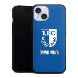 DeinDesign iPhone 15 Handy Premium Silikon H&uuml;lle Handyh&uuml;lle schwarz Case Coat Of Arms Official Licensed Product 1. Fc Magdeburg Silikon Premium Case