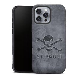 DeinDesign iPhone 16 Pro Max Handy Panzer Handyh&uuml;lle robuste Outdoor H&uuml;lle Schutzh&uuml;lle gl&auml;nzend Logo Fc St. Pauli Concrete Tough Case