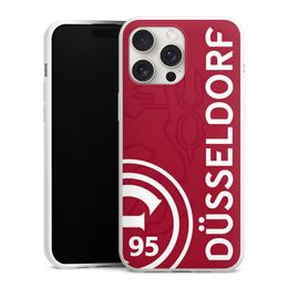 DeinDesign iPhone 15 Pro Max Handy Silikon H&uuml;lle Case wei&szlig; Handyh&uuml;lle Lettering F95 Fortuna D&uuml;sseldorf Silikon Case