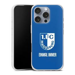 DeinDesign iPhone 16 Pro Handy Silikon H&uuml;lle Case wei&szlig; Handyh&uuml;lle Coat Of Arms Official Licensed Product 1. Fc Magdeburg Silikon Case