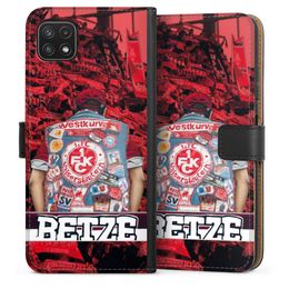 DeinDesign Galaxy A22 5G Handy Klapph&uuml;lle Handyh&uuml;lle aus Kunst Leder schwarz Flip Case Official Licensed Product 1. Fc Kaiserslautern 1. Fck Sideflip mit langer 