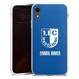 DeinDesign iPhone Xr Handy Silikon H&uuml;lle Case wei&szlig; Handyh&uuml;lle Coat Of Arms Official Licensed Product 1. Fc Magdeburg Silikon Case