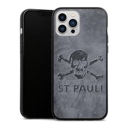 DeinDesign iPhone 13 Pro Max Handy Silikon H&uuml;lle Case schwarz Handyh&uuml;lle Logo Fc St. Pauli Concrete