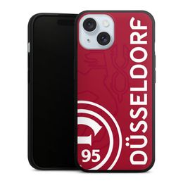 DeinDesign iPhone 15 Handy Premium Silikon H&uuml;lle Handyh&uuml;lle schwarz Case Lettering F95 Fortuna D&uuml;sseldorf Silikon Premium Case
