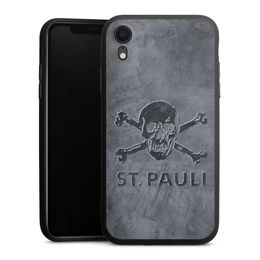 DeinDesign iPhone Xr Handy Premium Silikon H&uuml;lle Handyh&uuml;lle schwarz Case Logo Fc St. Pauli Concrete Silikon Premium Case