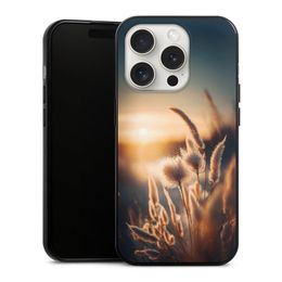 DeinDesign iPhone 15 Pro Handy Slim Case extra d&uuml;nn Silikon Handyh&uuml;lle schwarz H&uuml;lle Sun Pampasgras Nature Silikon Slim Case