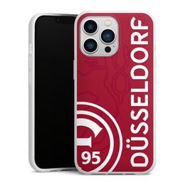 DeinDesign iPhone 13 Pro Handy Silikon H&uuml;lle Case wei&szlig; Handyh&uuml;lle Lettering F95 Fortuna D&uuml;sseldorf Silikon Case