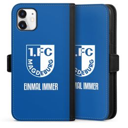 DeinDesign iPhone 11 Handy Klapph&uuml;lle Handyh&uuml;lle aus Kunst Leder schwarz Flip Case Coat Of Arms Official Licensed Product 1. Fc Magdeburg Sideflip mit Lasche