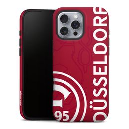 DeinDesign iPhone 16 Pro Max Handy Panzer Handyh&uuml;lle robuste Outdoor H&uuml;lle Schutzh&uuml;lle gl&auml;nzend Lettering F95 Fortuna D&uuml;sseldorf Tough Case