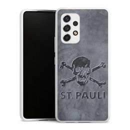DeinDesign Galaxy A53 5G Handy Silikon H&uuml;lle Case wei&szlig; Handyh&uuml;lle Concrete Logo Fc St. Pauli Silikon Case