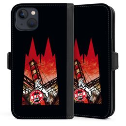 DeinDesign iPhone 13 Handy Klapph&uuml;lle Handyh&uuml;lle aus Kunst Leder schwarz Flip Case 1. Fc K&ouml;ln Cologne Cathedral Official Licensed Product Sideflip mit Lasche