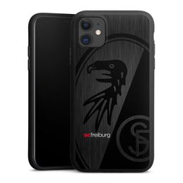 DeinDesign iPhone 11 Handy Premium Silikon H&uuml;lle Handyh&uuml;lle schwarz Case Sc Freiburg Metallic Look Official Licensed Product Silikon Premium Case