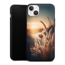 DeinDesign iPhone 14 Handy Premium Silikon H&uuml;lle Handyh&uuml;lle schwarz Case Sun Pampasgras Nature Silikon Premium Case