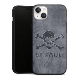 DeinDesign iPhone 14 Handy Premium Silikon H&uuml;lle Handyh&uuml;lle schwarz Case Logo Fc St. Pauli Concrete Silikon Premium Case