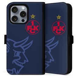 DeinDesign iPhone 16 Pro Max Handy Klapph&uuml;lle Handyh&uuml;lle aus Kunst Leder schwarz Flip Case Logo 1. Fc Kaiserslautern 1. Fck Sideflip mit Lasche
