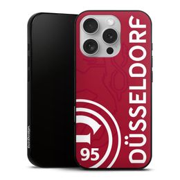 DeinDesign iPhone 16 Pro Handy Slim Case extra d&uuml;nn Silikon Handyh&uuml;lle schwarz H&uuml;lle Lettering F95 Fortuna D&uuml;sseldorf Silikon Slim Case