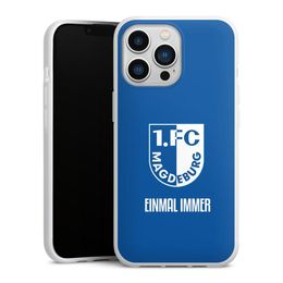 DeinDesign iPhone 13 Pro Handy Silikon H&uuml;lle Case wei&szlig; Handyh&uuml;lle Coat Of Arms Official Licensed Product 1. Fc Magdeburg Silikon Case
