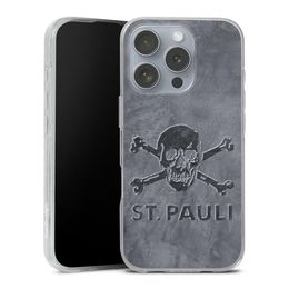 DeinDesign iPhone 16 Pro Handy Silikon H&uuml;lle Case transparent Handyh&uuml;lle Logo Fc St. Pauli Concrete Silikon Case