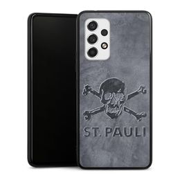 DeinDesign Galaxy A53 5G Handy Silikon H&uuml;lle Case schwarz Handyh&uuml;lle Concrete Logo Fc St. Pauli