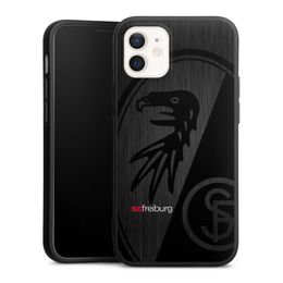 DeinDesign iPhone 12 mini Handy Premium Silikon H&uuml;lle Handyh&uuml;lle schwarz Case Sc Freiburg Metallic Look Official Licensed Product Silikon Premium Case