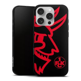 DeinDesign iPhone 16 Pro Handy Slim Case extra d&uuml;nn Silikon Handyh&uuml;lle schwarz H&uuml;lle 1. Fc Kaiserslautern Logo Official Licensed Product Silikon Slim Case