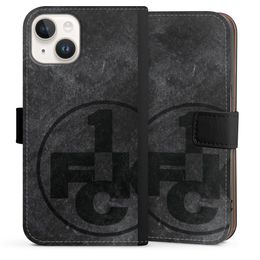 DeinDesign iPhone 14 Handy Klapph&uuml;lle Handyh&uuml;lle aus Kunst Leder schwarz Flip Case Concrete 1. Fc Kaiserslautern 1. Fck Sideflip mit Lasche