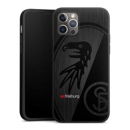 DeinDesign iPhone 12 Pro Handy Premium Silikon H&uuml;lle Handyh&uuml;lle schwarz Case Sc Freiburg Metallic Look Official Licensed Product Silikon Premium Case
