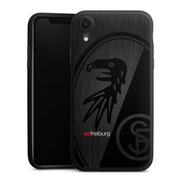 DeinDesign iPhone Xr Handy Premium Silikon H&uuml;lle Handyh&uuml;lle schwarz Case Sc Freiburg Metallic Look Official Licensed Product Silikon Premium Case