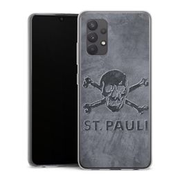 DeinDesign Galaxy A32 4G Handy Silikon H&uuml;lle Case transparent Handyh&uuml;lle Logo Fc St. Pauli Concrete Silikon Case