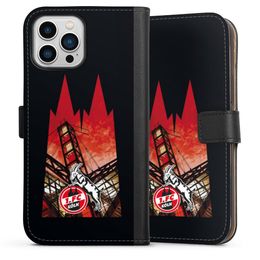 DeinDesign iPhone 13 Pro Max Handy Klapph&uuml;lle Handyh&uuml;lle aus Kunst Leder schwarz Flip Case 1. Fc K&ouml;ln Cologne Cathedral Official Licensed Product Sideflip mit 