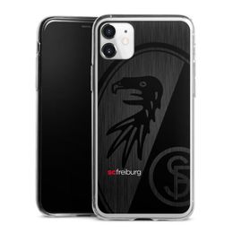 DeinDesign iPhone 11 Handy Slim Case Silikon Handyh&uuml;lle transparent H&uuml;lle extra d&uuml;nn Sc Freiburg Official Licensed Product Metallic Look Silikon Slim Case