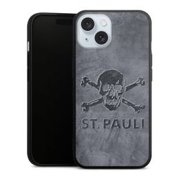 DeinDesign iPhone 15 Handy Premium Silikon H&uuml;lle Handyh&uuml;lle schwarz Case Logo Fc St. Pauli Concrete Silikon Premium Case
