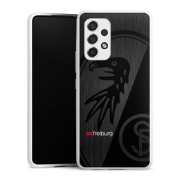 DeinDesign Galaxy A53 5G Handy Silikon H&uuml;lle Case wei&szlig; Handyh&uuml;lle Metallic Look Sc Freiburg Official Licensed Product Silikon Case