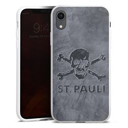 DeinDesign iPhone Xr Handy Silikon H&uuml;lle Case wei&szlig; Handyh&uuml;lle Logo Fc St. Pauli Concrete Silikon Case
