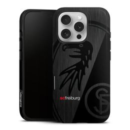 DeinDesign iPhone 16 Pro Handy Panzer Handyh&uuml;lle robuste Outdoor H&uuml;lle Schutzh&uuml;lle gl&auml;nzend Sc Freiburg Metallic Look Official Licensed Product Tough Case