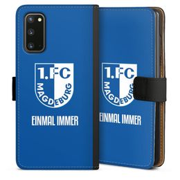 DeinDesign Galaxy S20 Handy Klapph&uuml;lle Handyh&uuml;lle aus Kunst Leder schwarz Flip Case Coat Of Arms 1. Fc Magdeburg Official Licensed Product Sideflip mit Lasche
