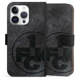 DeinDesign iPhone 14 Pro Handy Klapph&uuml;lle Handyh&uuml;lle aus Kunst Leder schwarz Flip Case Concrete 1. Fc Kaiserslautern 1. Fck Sideflip mit langer Lasche