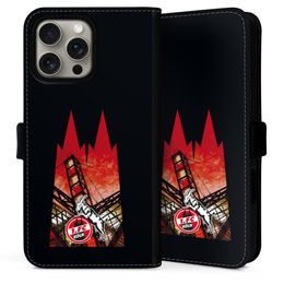 DeinDesign iPhone 16 Pro Handy Klapph&uuml;lle Handyh&uuml;lle aus Kunst Leder schwarz Flip Case 1. Fc K&ouml;ln Cologne Cathedral Official Licensed Product Sideflip mit Lasche