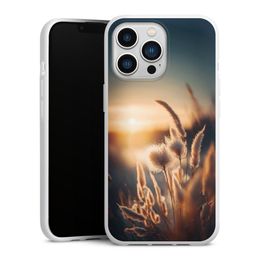DeinDesign iPhone 13 Pro Handy Silikon H&uuml;lle Case wei&szlig; Handyh&uuml;lle Sun Pampasgras Nature Silikon Case