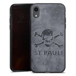 DeinDesign iPhone Xr Handy Silikon H&uuml;lle Case schwarz Handyh&uuml;lle Logo Fc St. Pauli Concrete