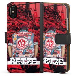 DeinDesign iPhone X Handy Klapph&uuml;lle Handyh&uuml;lle aus Kunst Leder schwarz Flip Case Official Licensed Product 1. Fc Kaiserslautern 1. Fck Sideflip mit langer 