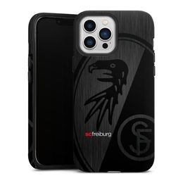 DeinDesign iPhone 13 Pro Max Handy Panzer Handyh&uuml;lle robuste Outdoor H&uuml;lle Schutzh&uuml;lle matt Sc Freiburg Metallic Look Official Licensed Product Tough Case