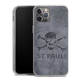 DeinDesign iPhone 12 Pro Max Handy Silikon H&uuml;lle Case transparent Handyh&uuml;lle Logo Fc St. Pauli Concrete Silikon Case
