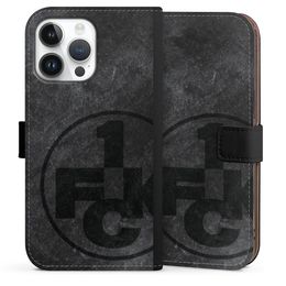 DeinDesign iPhone 14 Pro Max Handy Klapph&uuml;lle Handyh&uuml;lle aus Kunst Leder schwarz Flip Case Concrete 1. Fc Kaiserslautern 1. Fck Sideflip mit Lasche