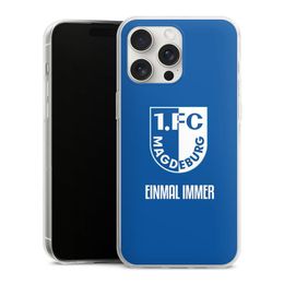 DeinDesign iPhone 15 Pro Max Handy Silikon H&uuml;lle Case transparent Handyh&uuml;lle Coat Of Arms Official Licensed Product 1. Fc Magdeburg Silikon Case