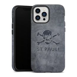 DeinDesign iPhone 13 Pro Max Handy Panzer Handyh&uuml;lle robuste Outdoor H&uuml;lle Schutzh&uuml;lle matt Logo Fc St. Pauli Concrete Tough Case